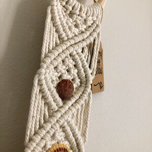 Flat Back Macramé Plant Hanger With Sea Shells, Macramé Planter ...