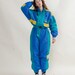 Vintage Blue Colorblock One Piece Snow Suit L/XL, Full Ski Suit Women ...