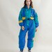 Vintage Blue Colorblock One Piece Snow Suit L/XL, Full Ski Suit Women ...