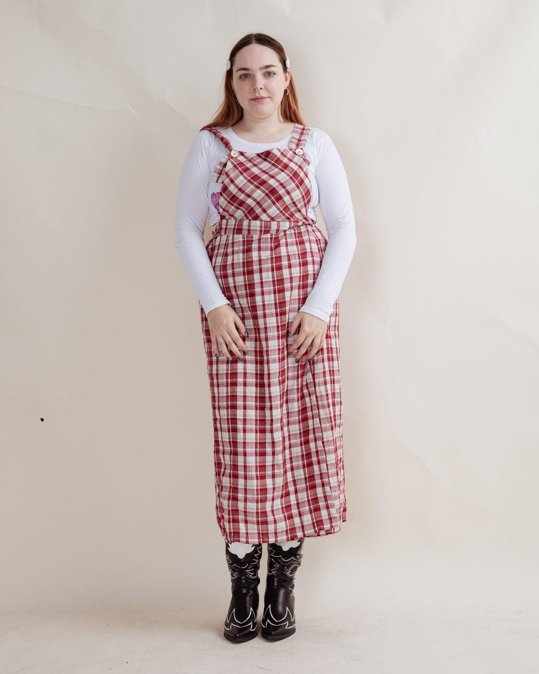 Vintage 90s Sarafan Red Checkered Maxi Dress M - Etsy