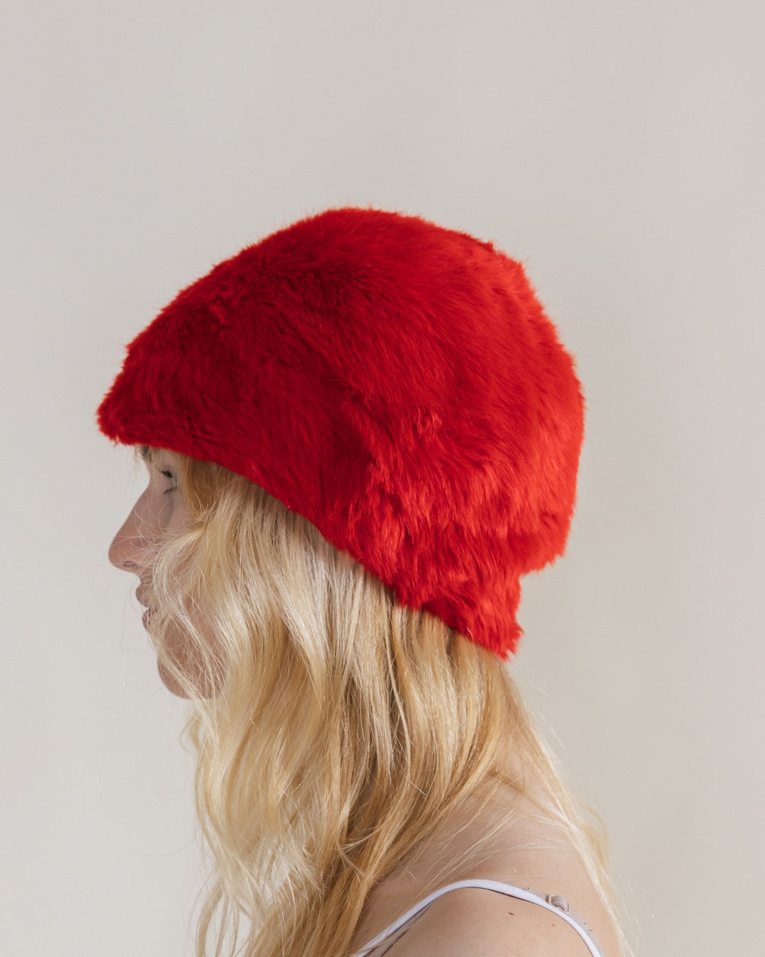 Vintage 60s Brimless Fuzzy Red Hat Women - Etsy