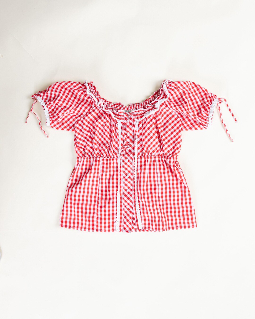 Vintage Tyroeal Milkmaid Red Check Blouse L/XL - Etsy