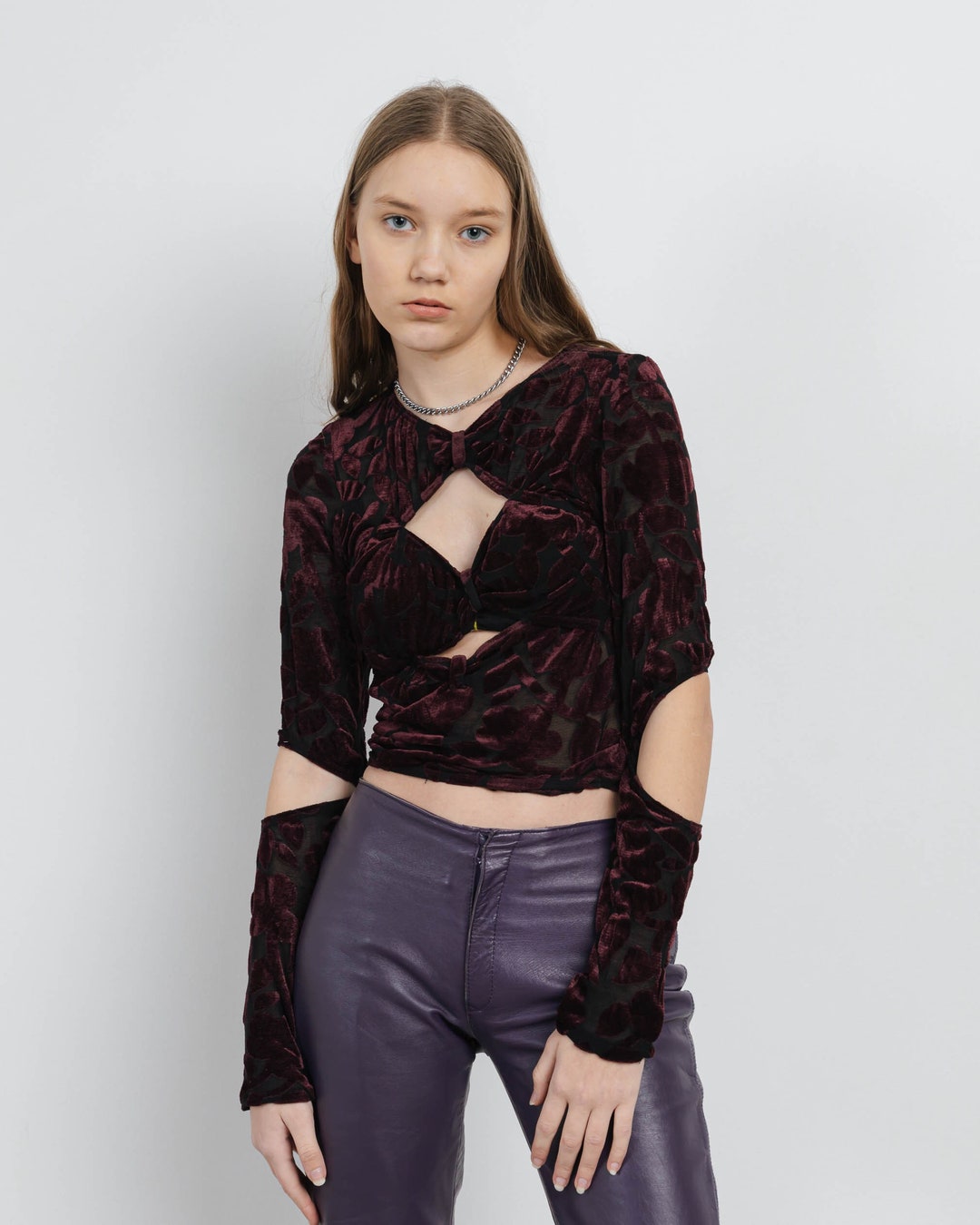 Vintage 90s Hunza Grunge Cut Out Semi Sheer Burgundy Top S/M - Etsy