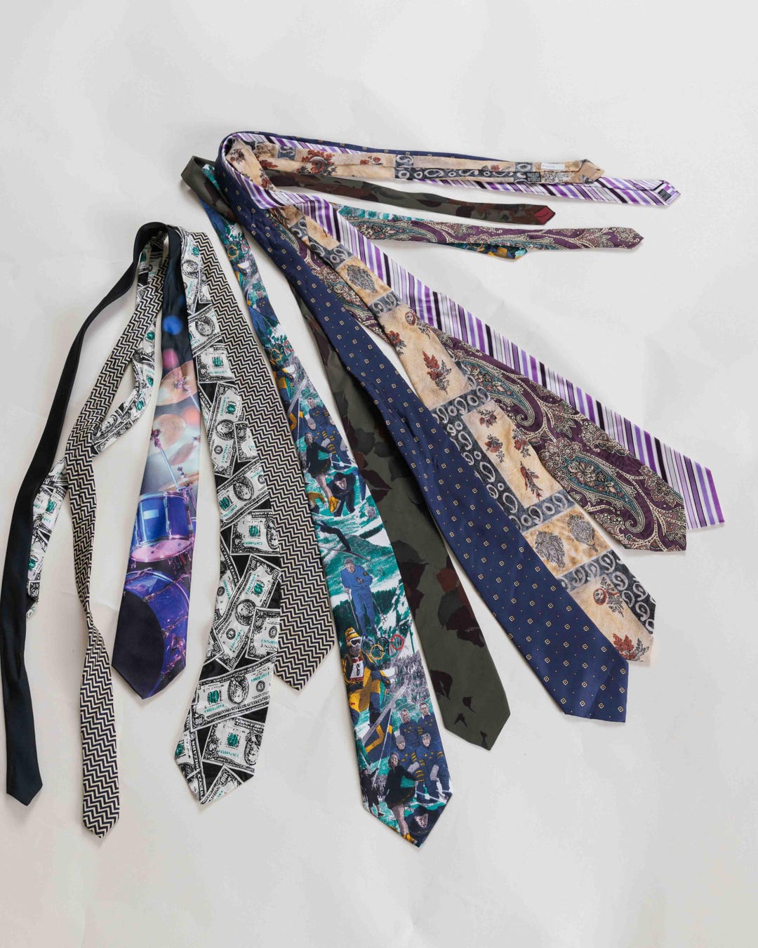 Vintage Neck Tie Wholesale Bundle, 9pcs Silk Polyester Crazy Pattern ...