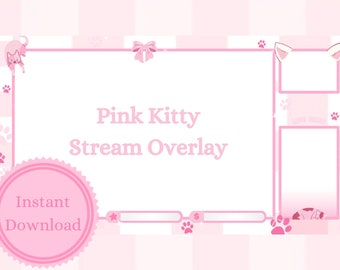 Twitch Kitty Cat Stream Pack Overlays Stringers Vtuber Chair Animated ...