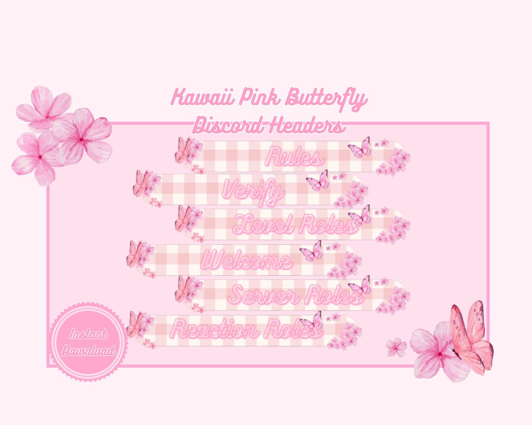 Kawaii Pink Butterfly Discord Headers - Etsy
