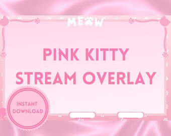 Full Pink Kitty Animated Stream Package 3 Pink Aesthetic Twitch Package ...