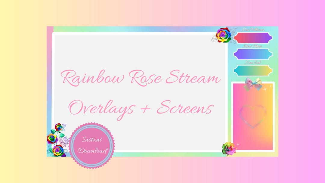 Rainbow Rose Stream Overlays + Screens - Etsy