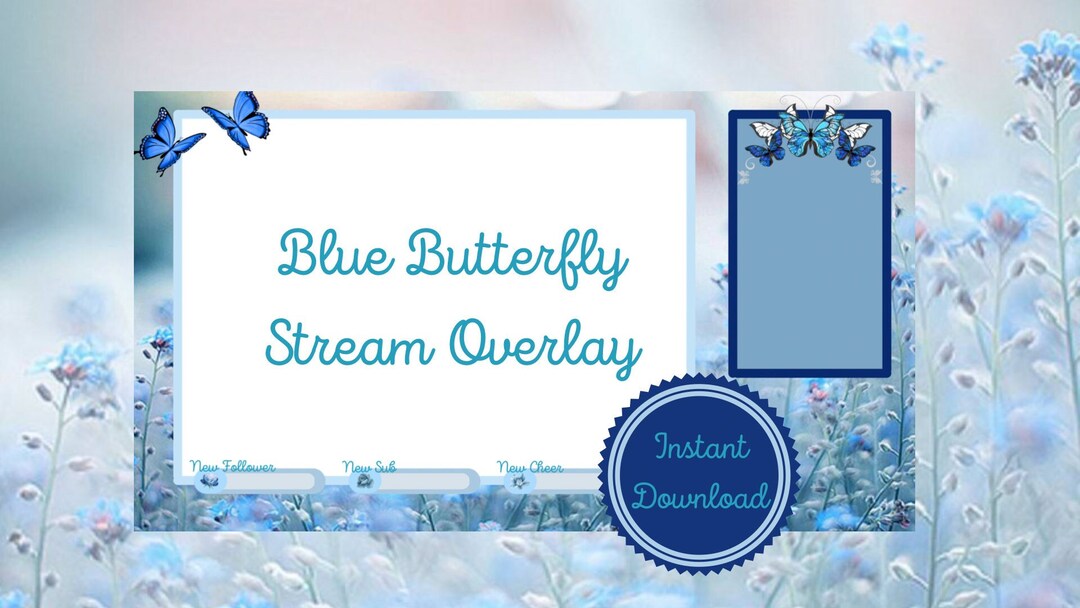 Blue Butterfly Themed Stream Overlay - Etsy