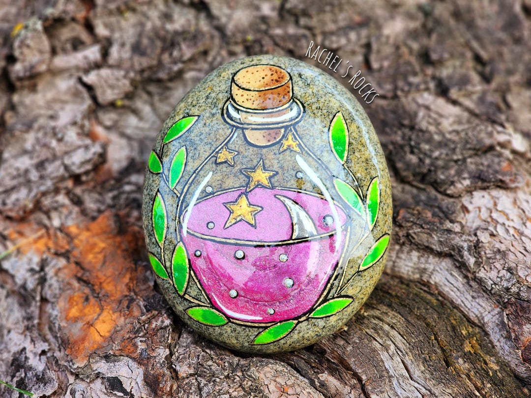Dream Potion. Hand Painted Lake Superior Stone. Size Approx 5.5 Inches ...