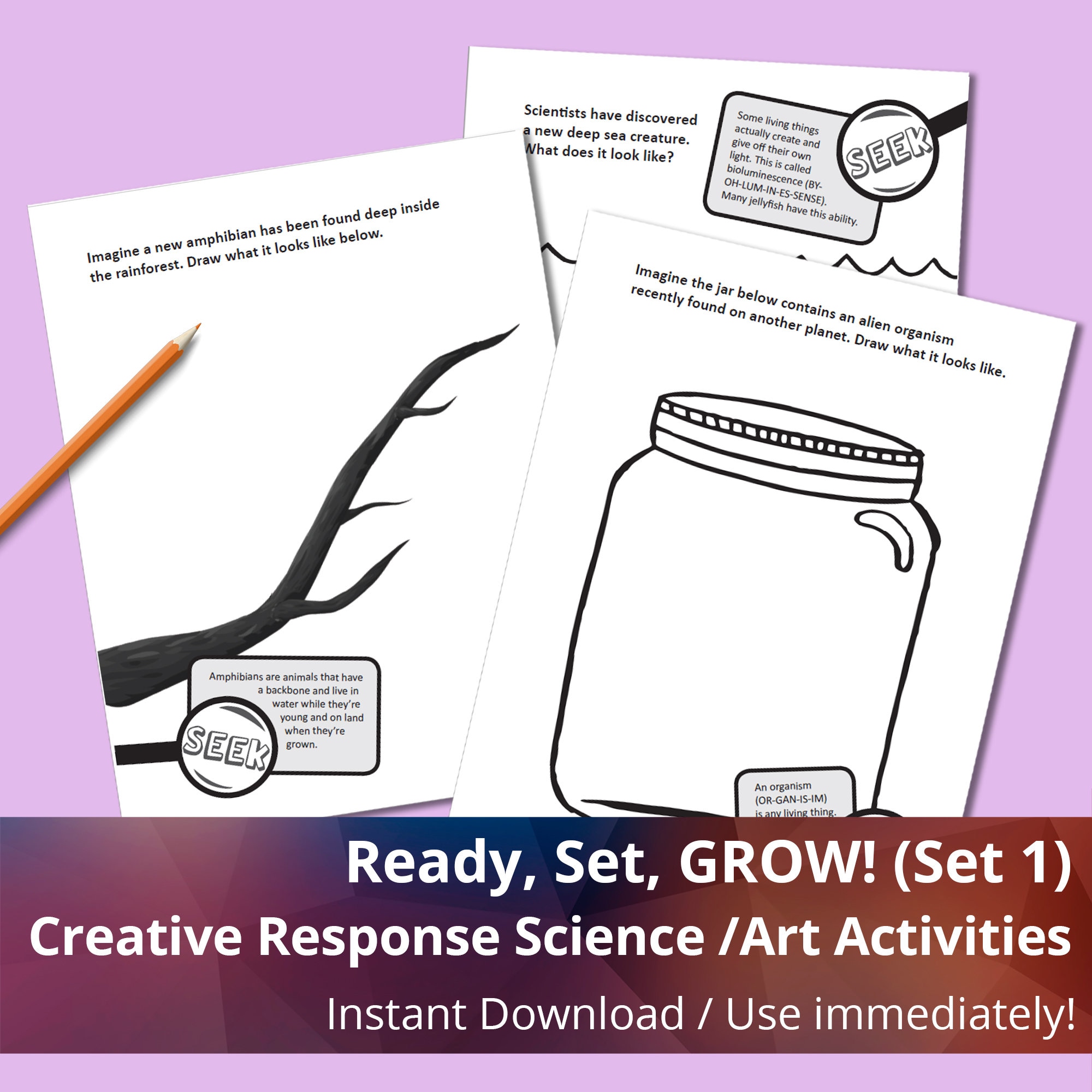 Ready, Set, GROW set 1, Instant Download, Science Activities, Art ...