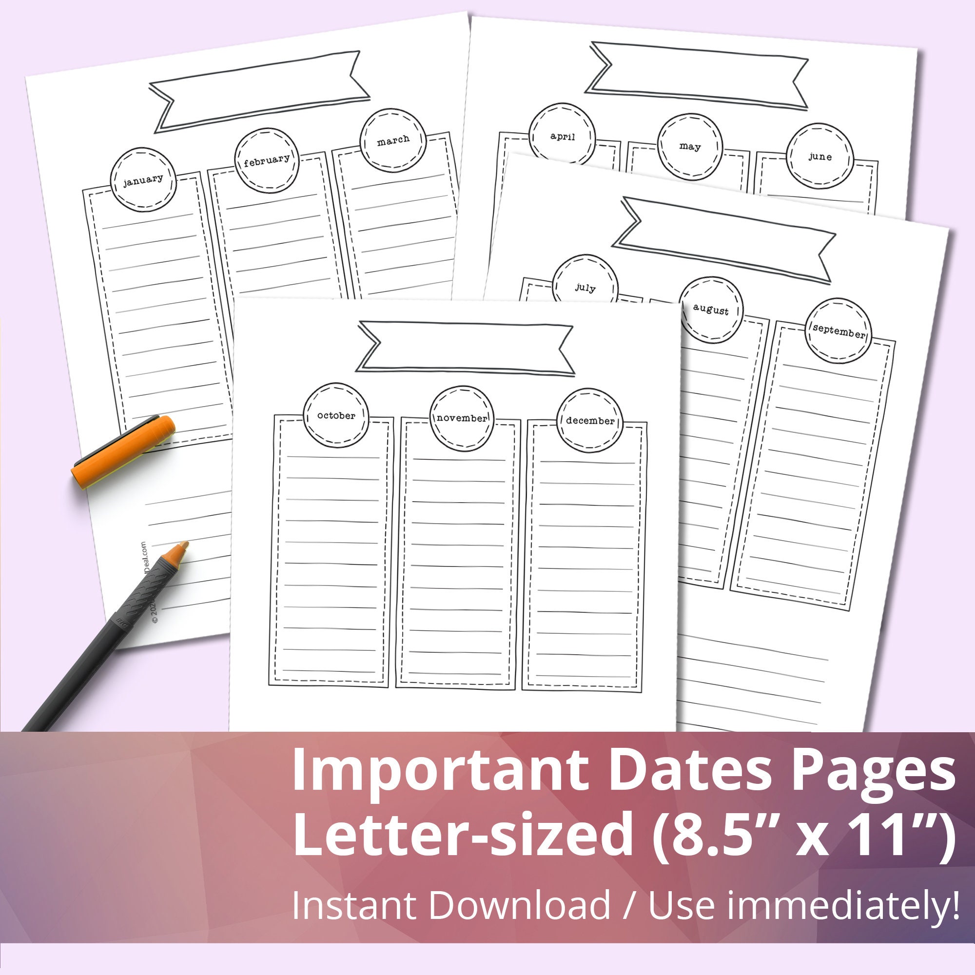 Important Dates Journal Pages Daily Journal Pages Instant - Etsy UK