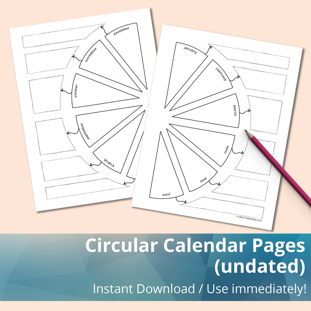 Circular Monthly Planner Instant Download Undated Calendar Printable ...