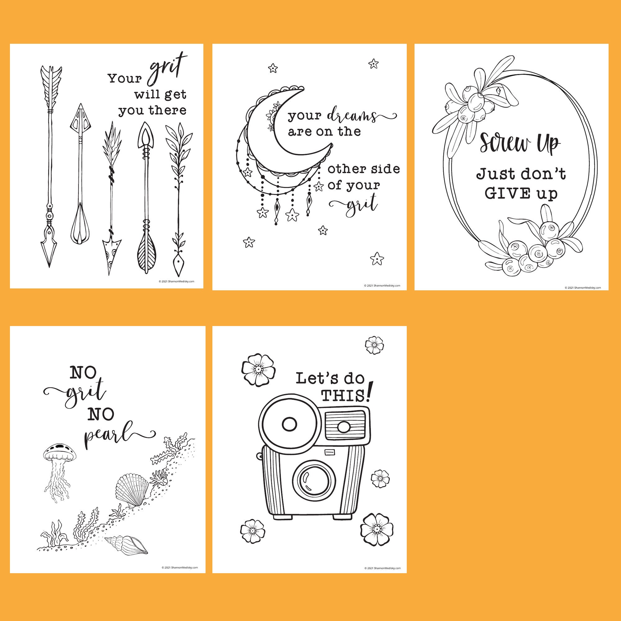 Gain Grit Big Set Growth Mindset Inspirational Download | Etsy