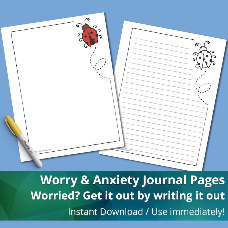 Worry & Anxiety Journaling Pages, Instant Download, Printable ...
