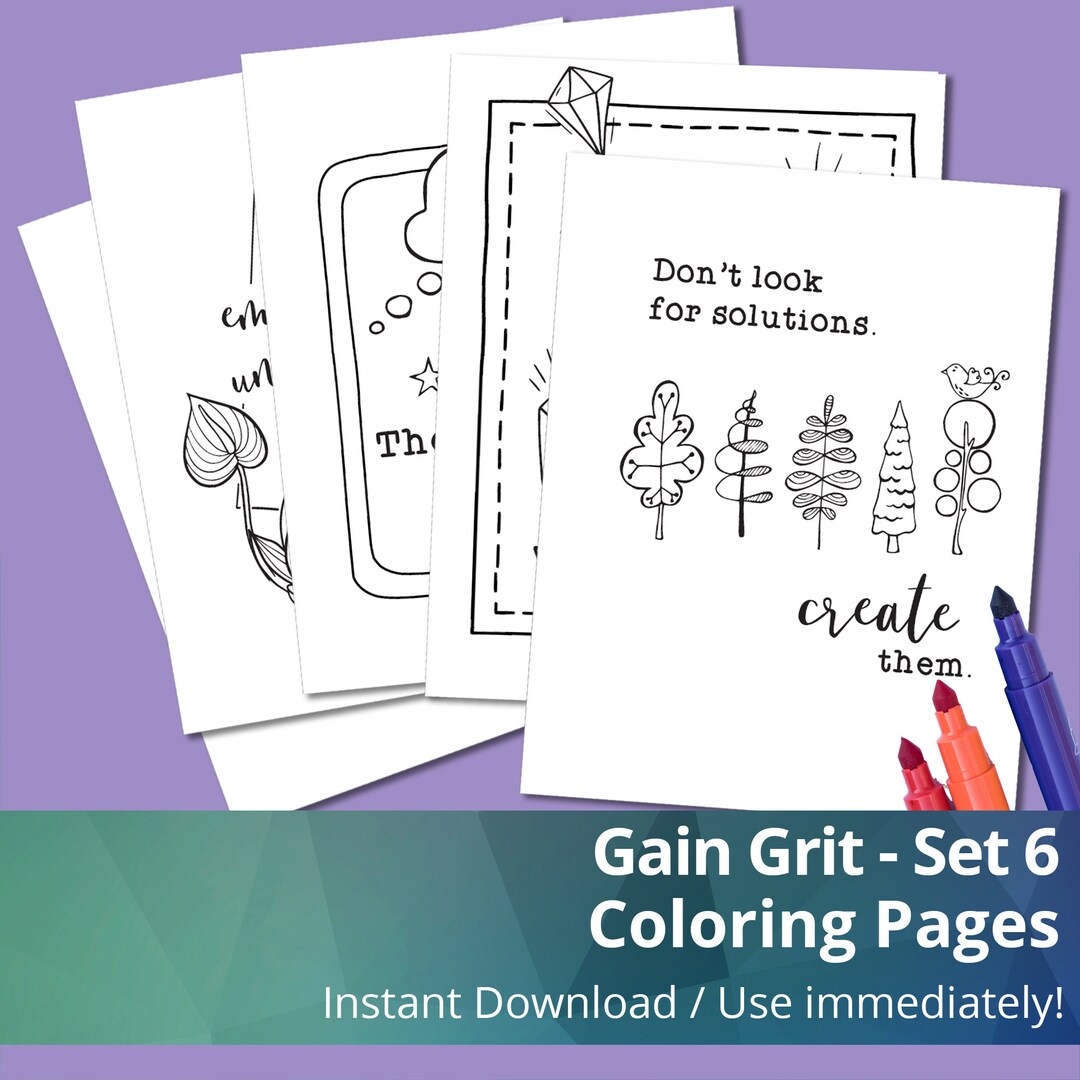 Gain Grit Set 6, Instant Download, Coloring Sheets, Coloring Printable ...