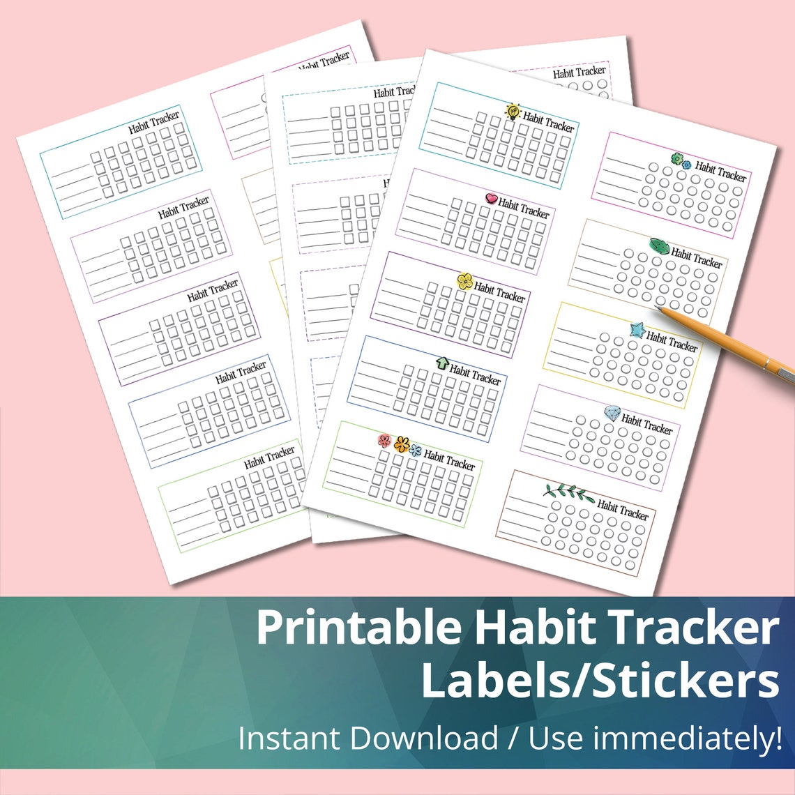 Printable Habit Tracker Stickers & Labels, Instand Download, Printable ...