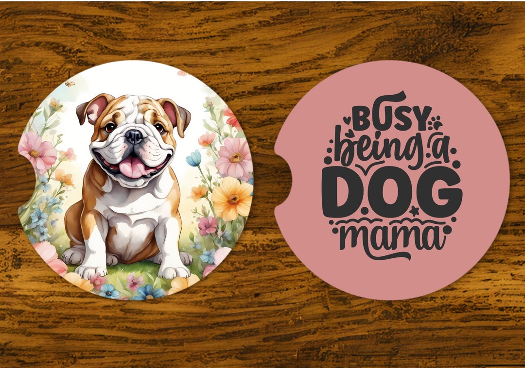 English Bulldog Car Coaster Bundle - Neoprene Coasters for Dog Lovers ...