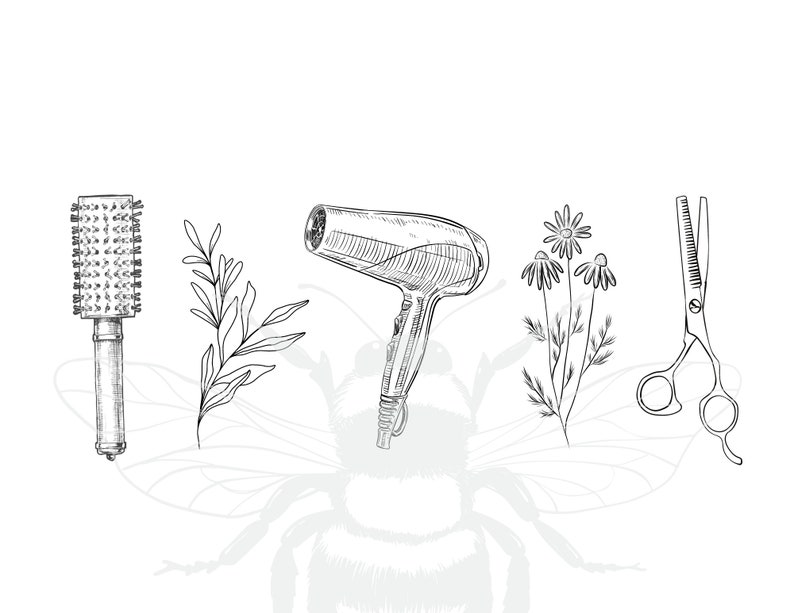 Hair Stylist Modern Graphic DIGITAL FILE, Hair Dryer Clippers Round ...