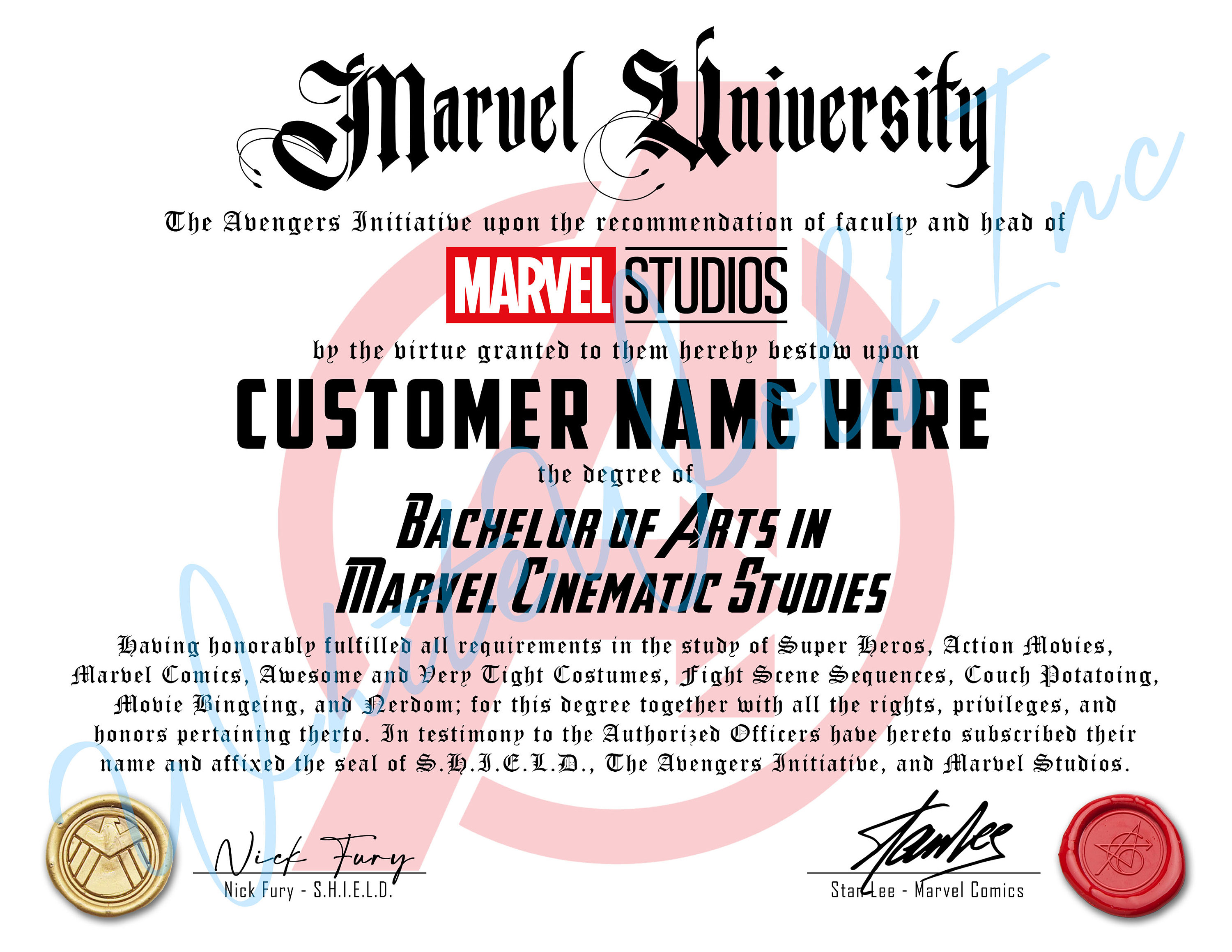Marvel - Avengers Diploma/certificate, Marvel Gift - Etsy