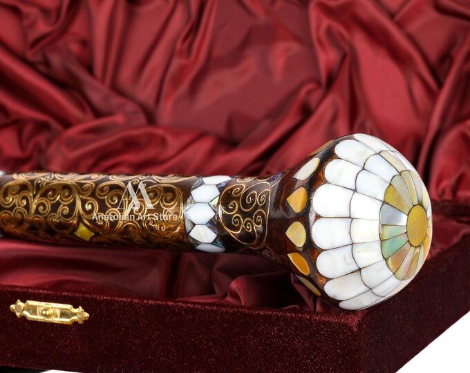 Unique Collectible Walking Stick ! Last One ! Cane With Abalone Mother ...