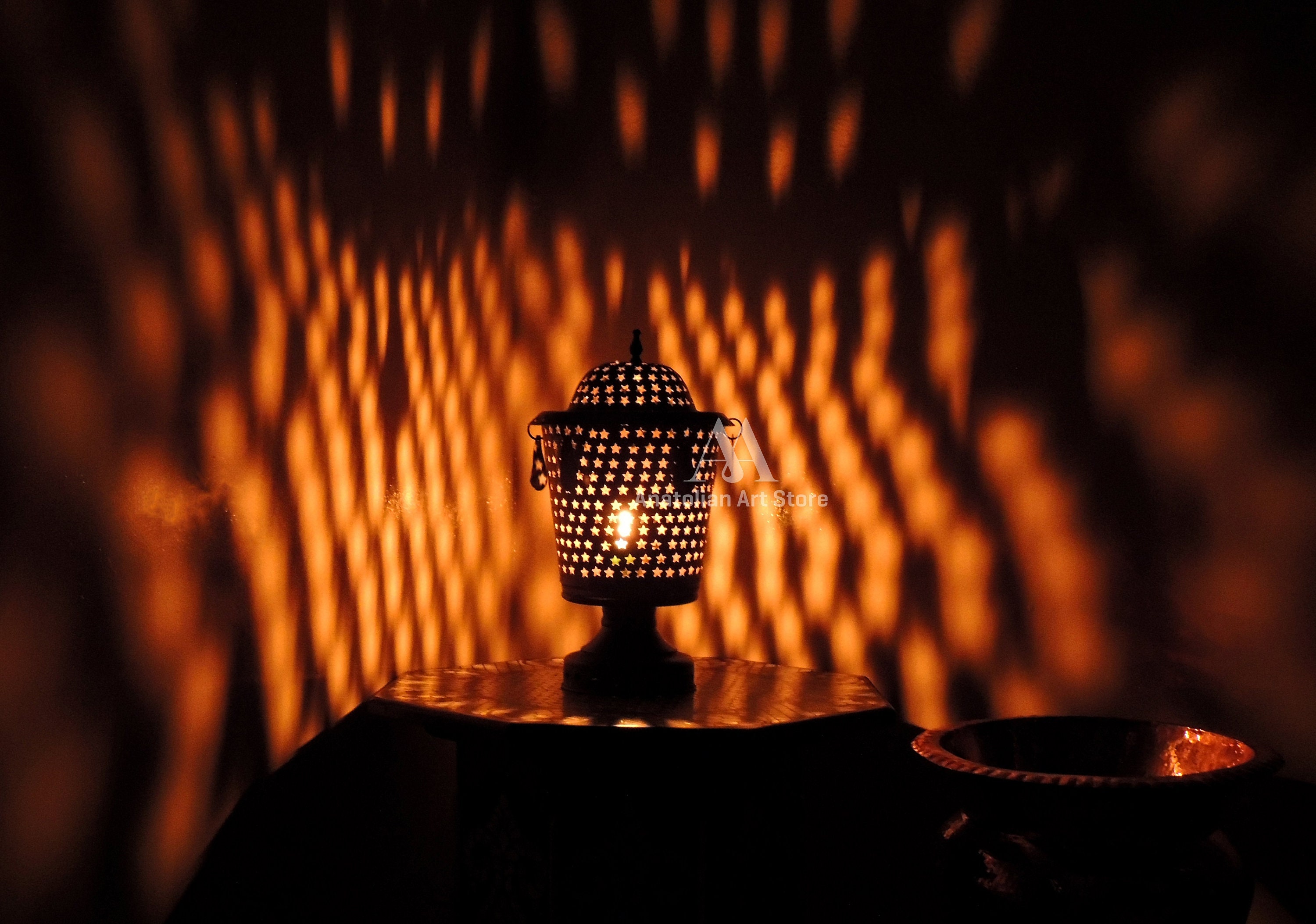Oxidized Copper Standing Lamp Candle Holder Table Lamp - Etsy UK