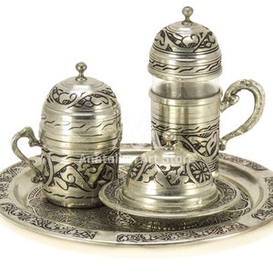 Turkish Coffee Service Set, %100 Handmade, Hand Engraved Coffee Cup Set ...