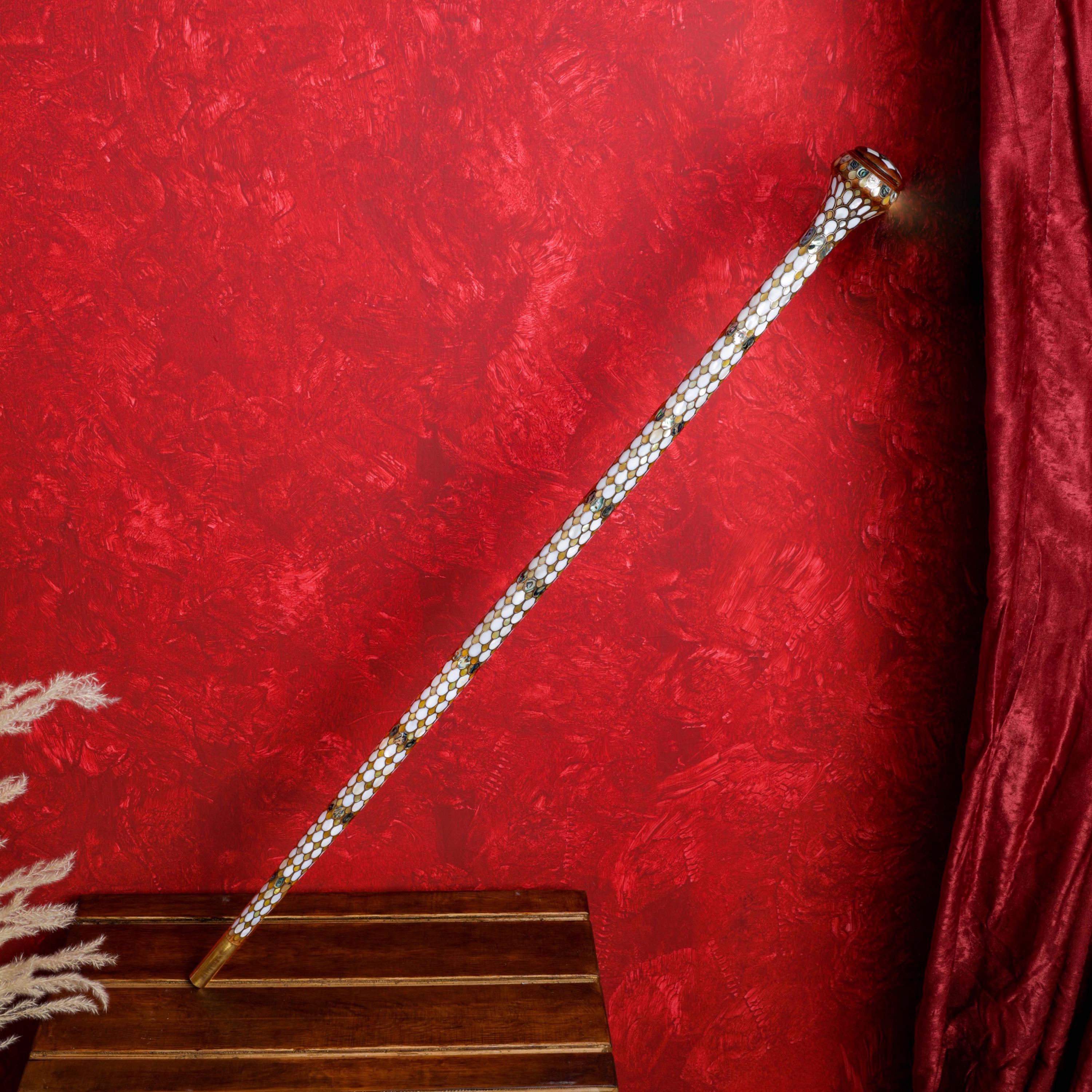 Abalone & Mother of Pearl Inlay Walking Stick - Walnut Wood Cane - Etsy