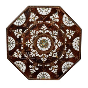 Abalone Shell Chair & Coffee Table Set: Mother of Pearl Inlay, Brass ...