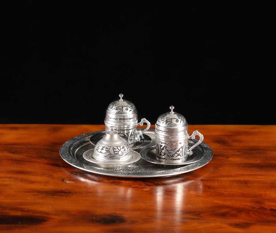 Turkish Coffee Service Set, %100 Handmade, Hand Engraved Coffee Cup Set ...