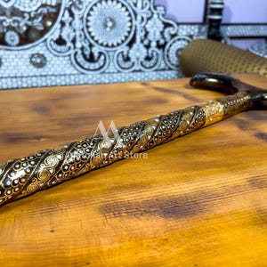 Walnut Wood Walking Stick: Abalone Mother of Pearl Inlay Cane - Etsy