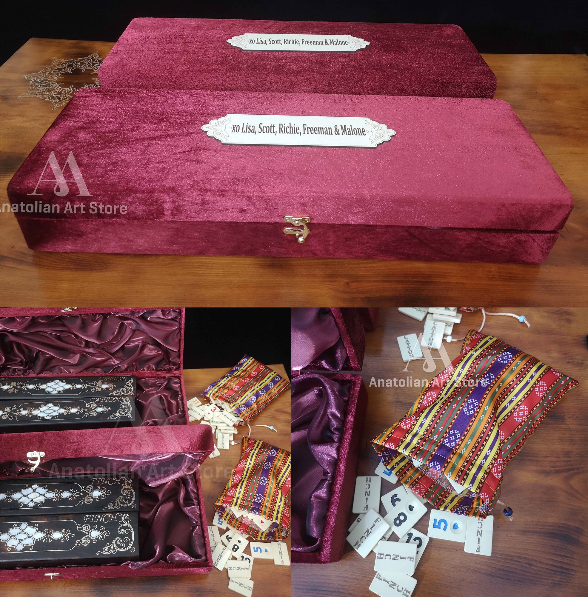 Handmade Walnut Rummikub Set: Mother of Pearl Inlaid Tiles & Bag - Etsy