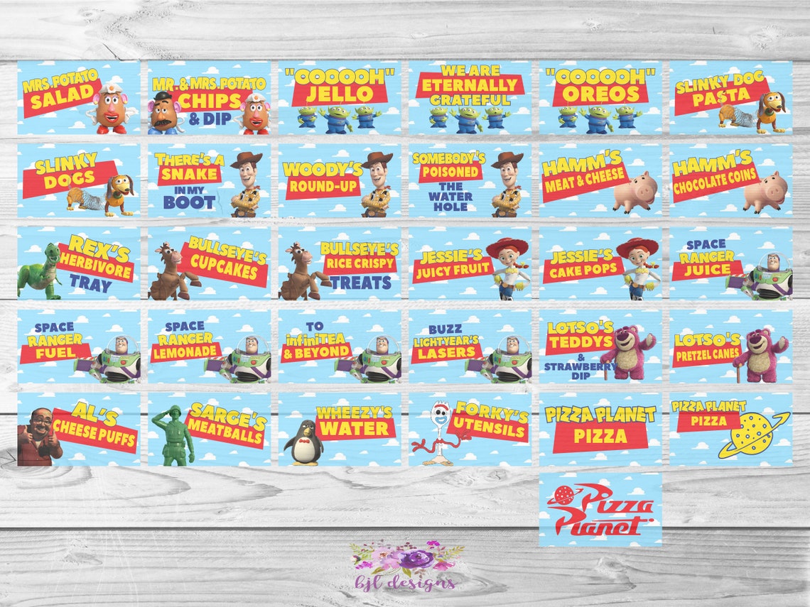 Toy Story Food Labels Toy Story Food Cards Instant Download - Etsy