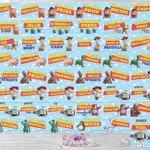Toy Story Food Labels Toy Story Food Cards Instant Download - Etsy