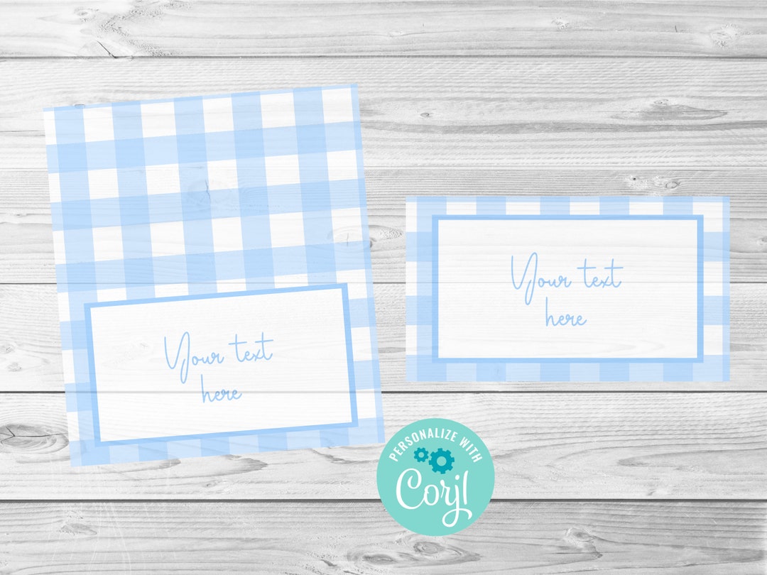Blue Gingham Baby Shower, Baby Sprinkle, Place Cards or Food Labels ...