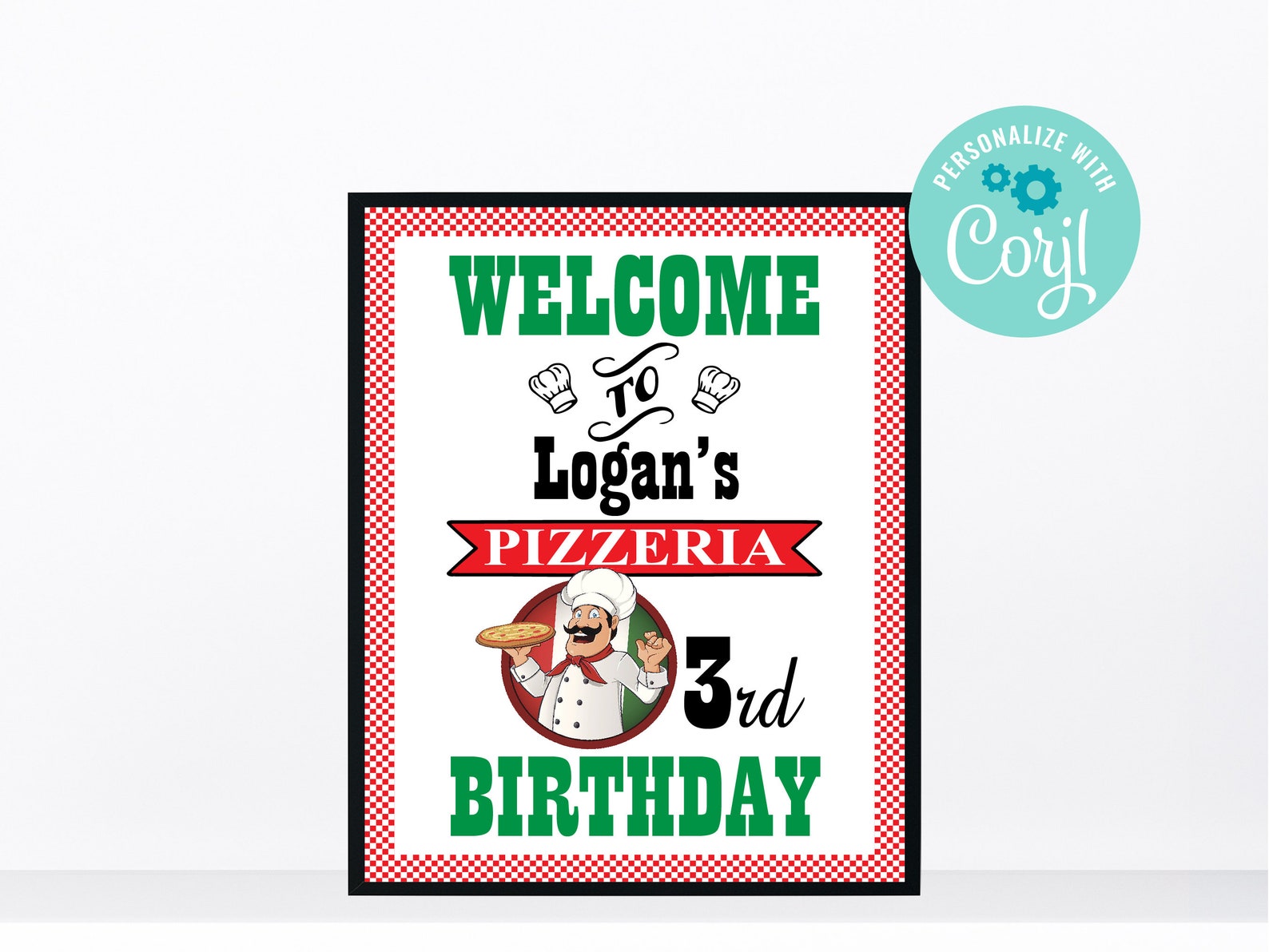 Pizza Party Birthday Welcome Sign, Pizza Party, Pizza, Digital Editable ...