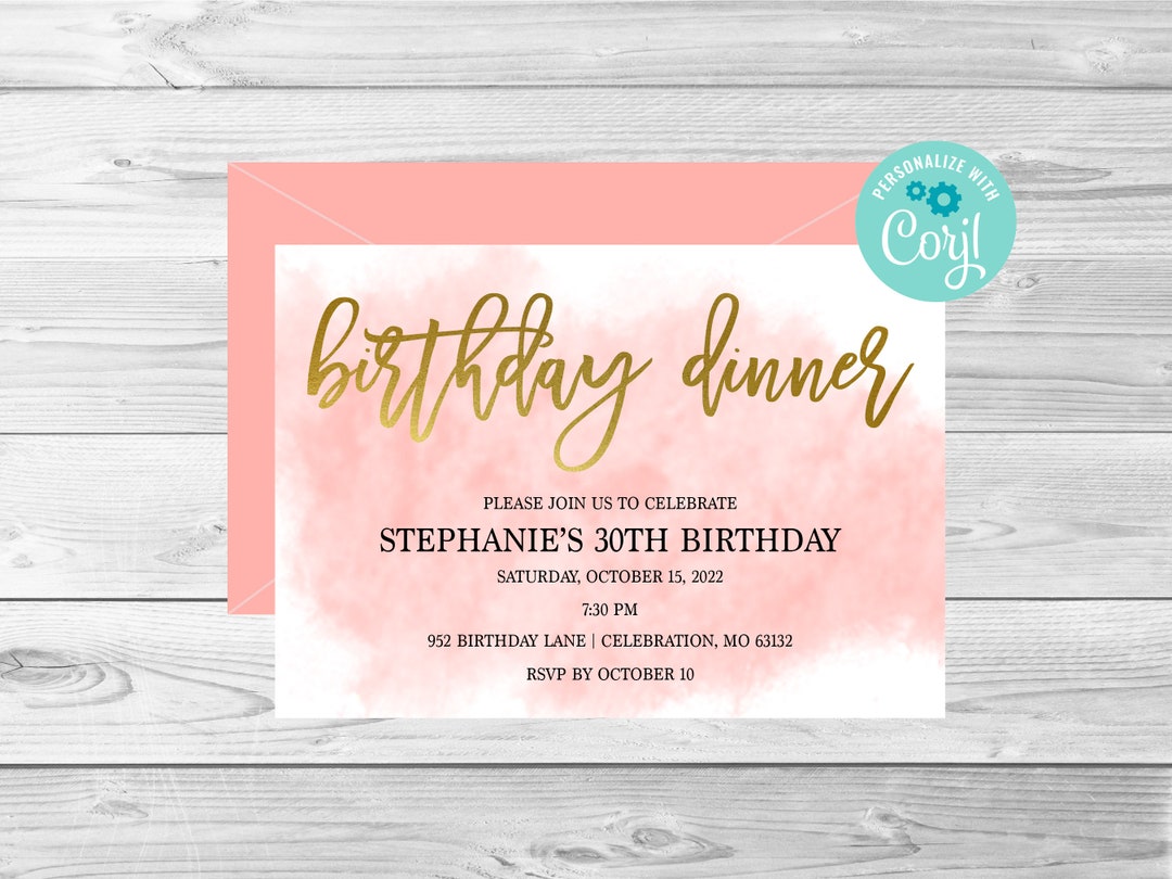 Birthday Dinner Invitation, Birthday Dinner Invite, Birthday Invite ...