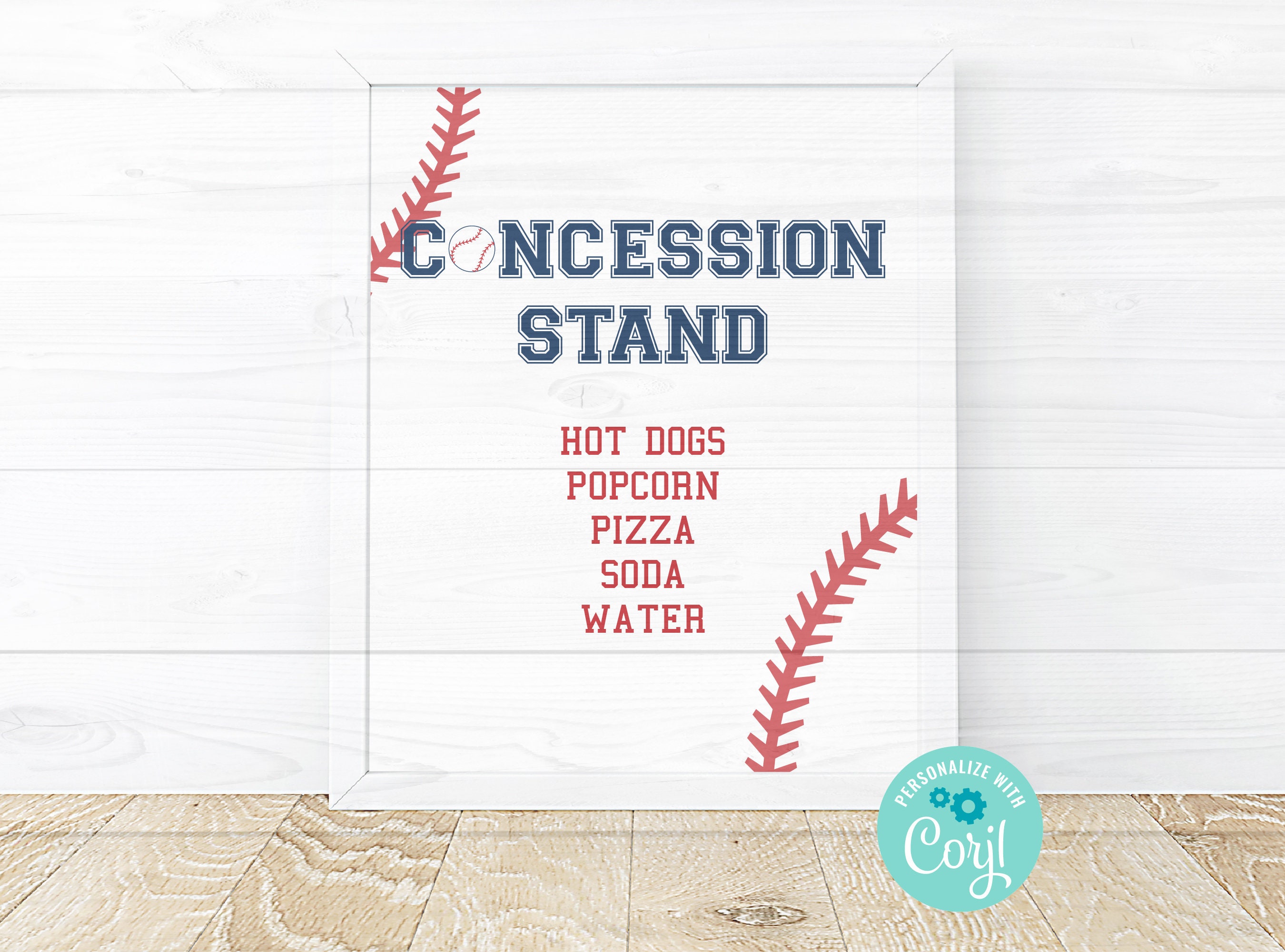 Baseball Concession Stand Sign, Food Sign, Editable Digital Printable ...