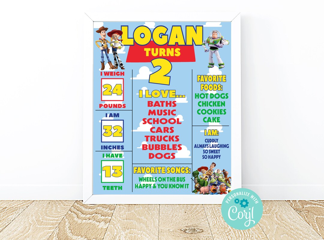 Toy Story Birthday Milestone Board, Birthday Board, Toy Story Board ...