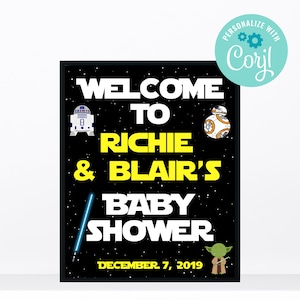 Star Wars Baby Shower Welcome Sign, Welcome Sign, Baby Shower, Editable ...