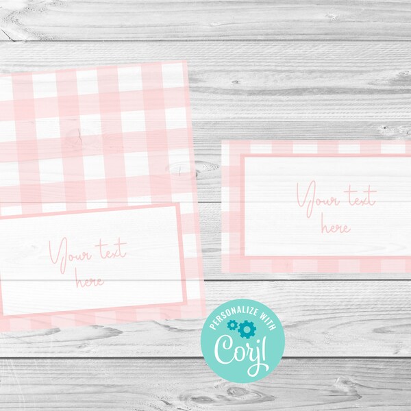 Pink Gingham Baby Shower Place Cards - Etsy