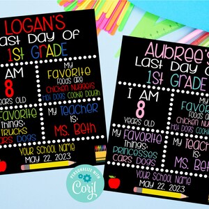 School Board 1, First & Last Day of School Board, Digital Editable ...