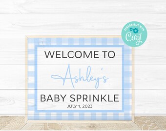 Preppy Blue Gingham Baby Shower Welcome Sign - Etsy
