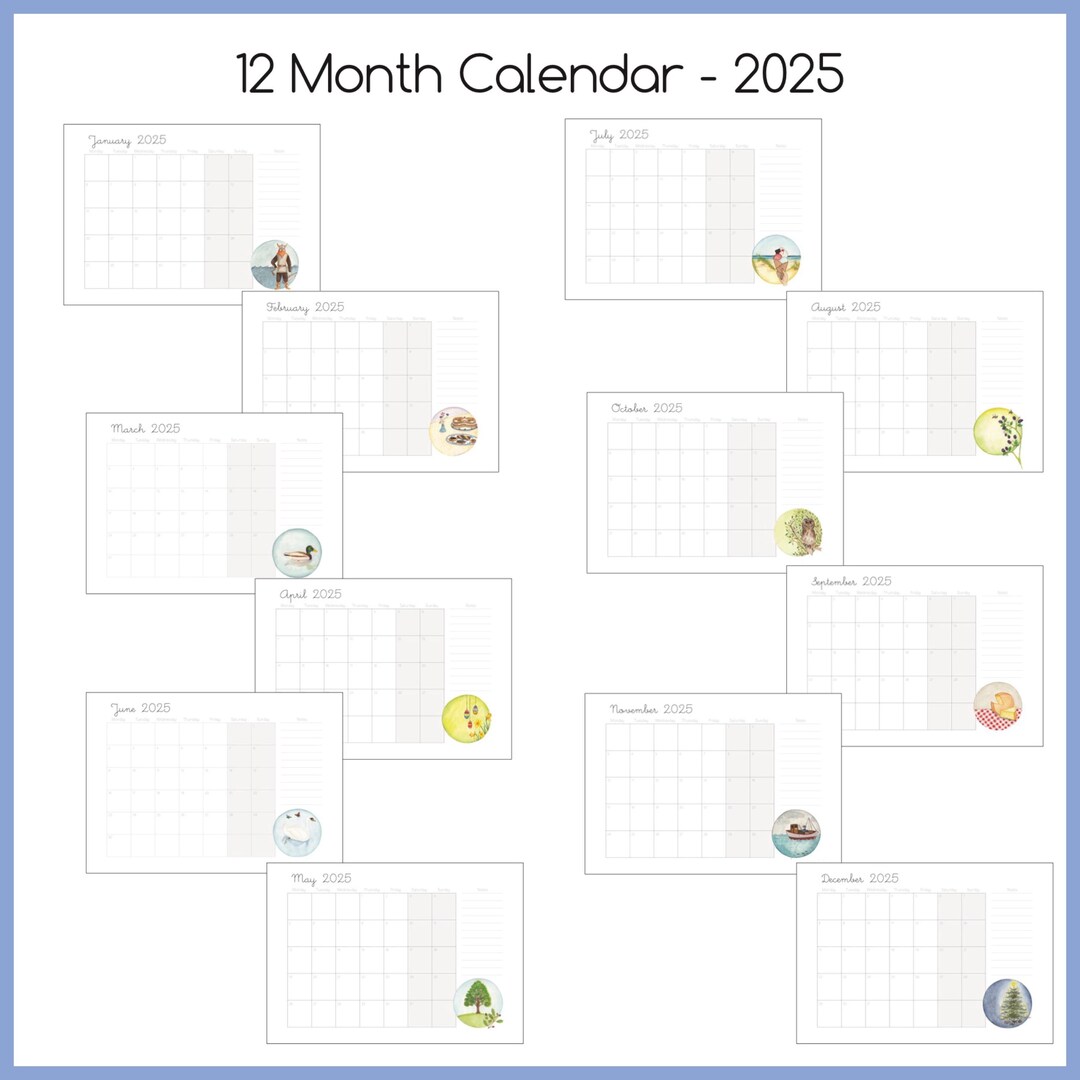 Printable Monthly Planner, 2025 Digital Download Calendar, Simple ...