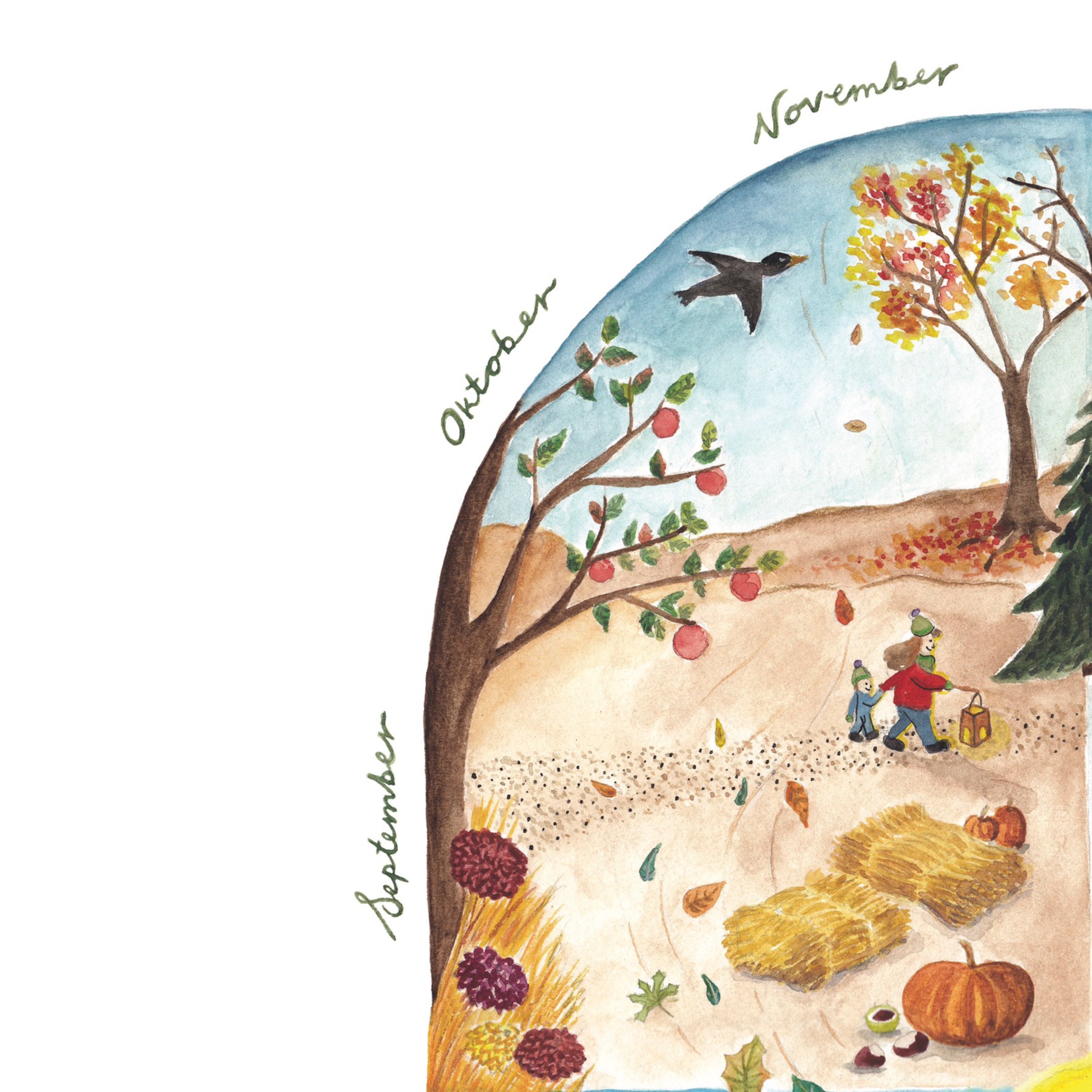 Four Seasons Illustration Winter, Spring, Summer and Autumn | Colourful ...