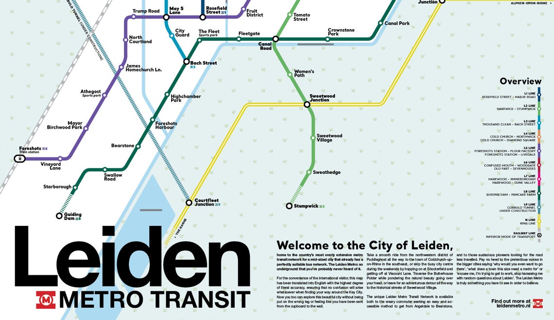 Leiden Metro Transit Map - Etsy