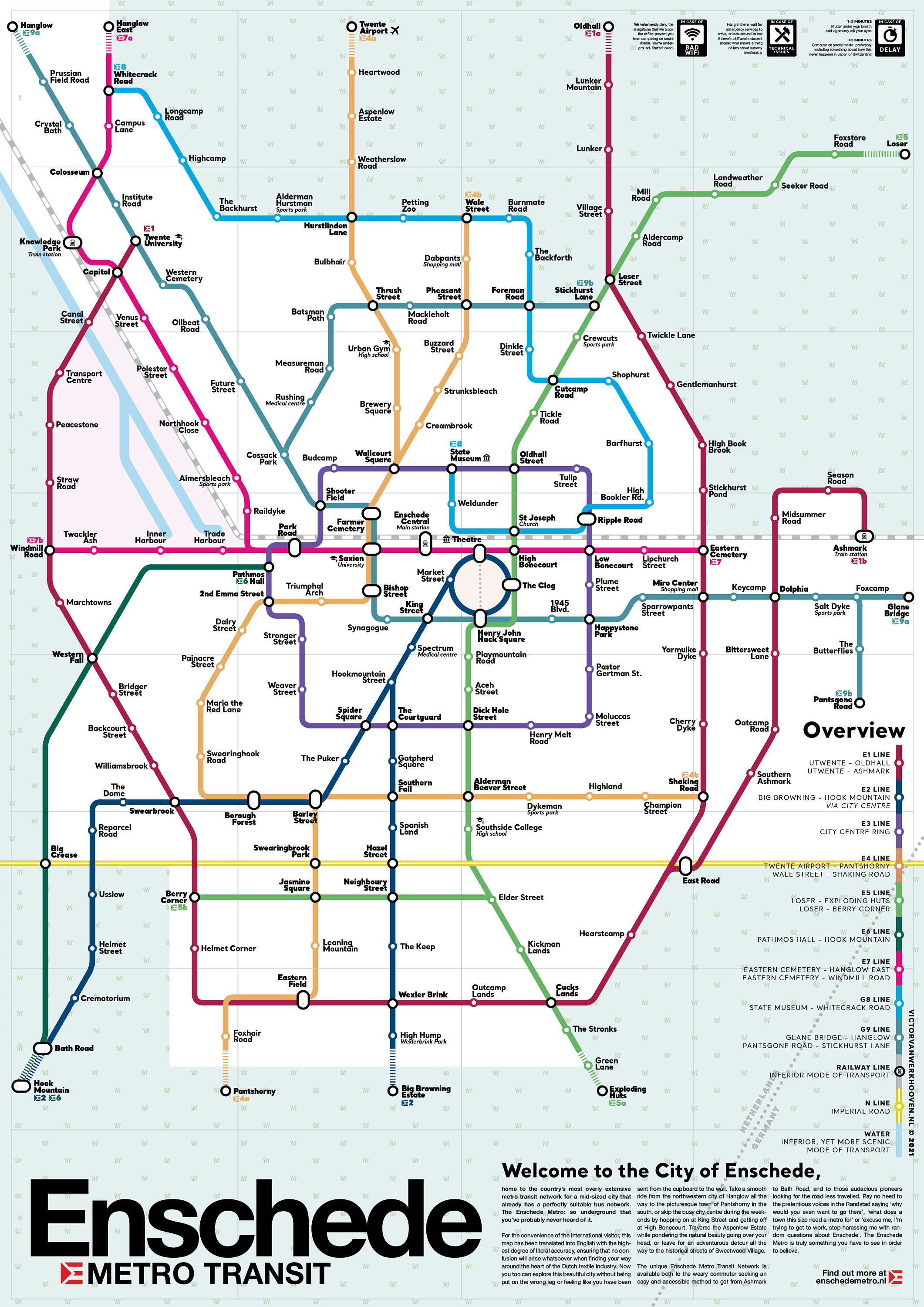 Enschede Metro Transit Map - Etsy