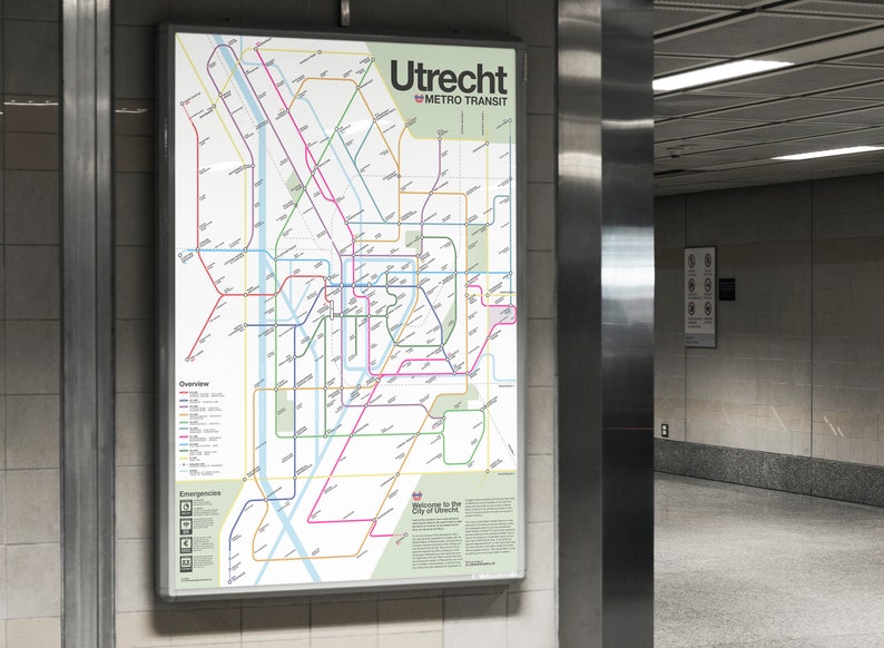 Utrecht Metro Transit Map - Etsy Nederland
