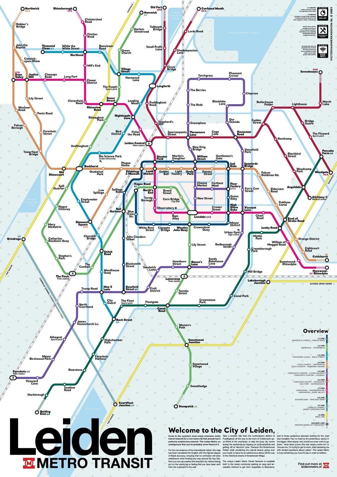 Leiden Metro Transit Map - Etsy