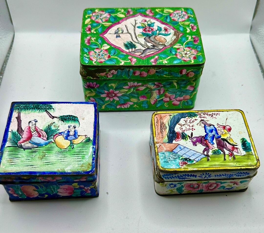 Three Antique Chinese Cloisonné Boxes - Etsy